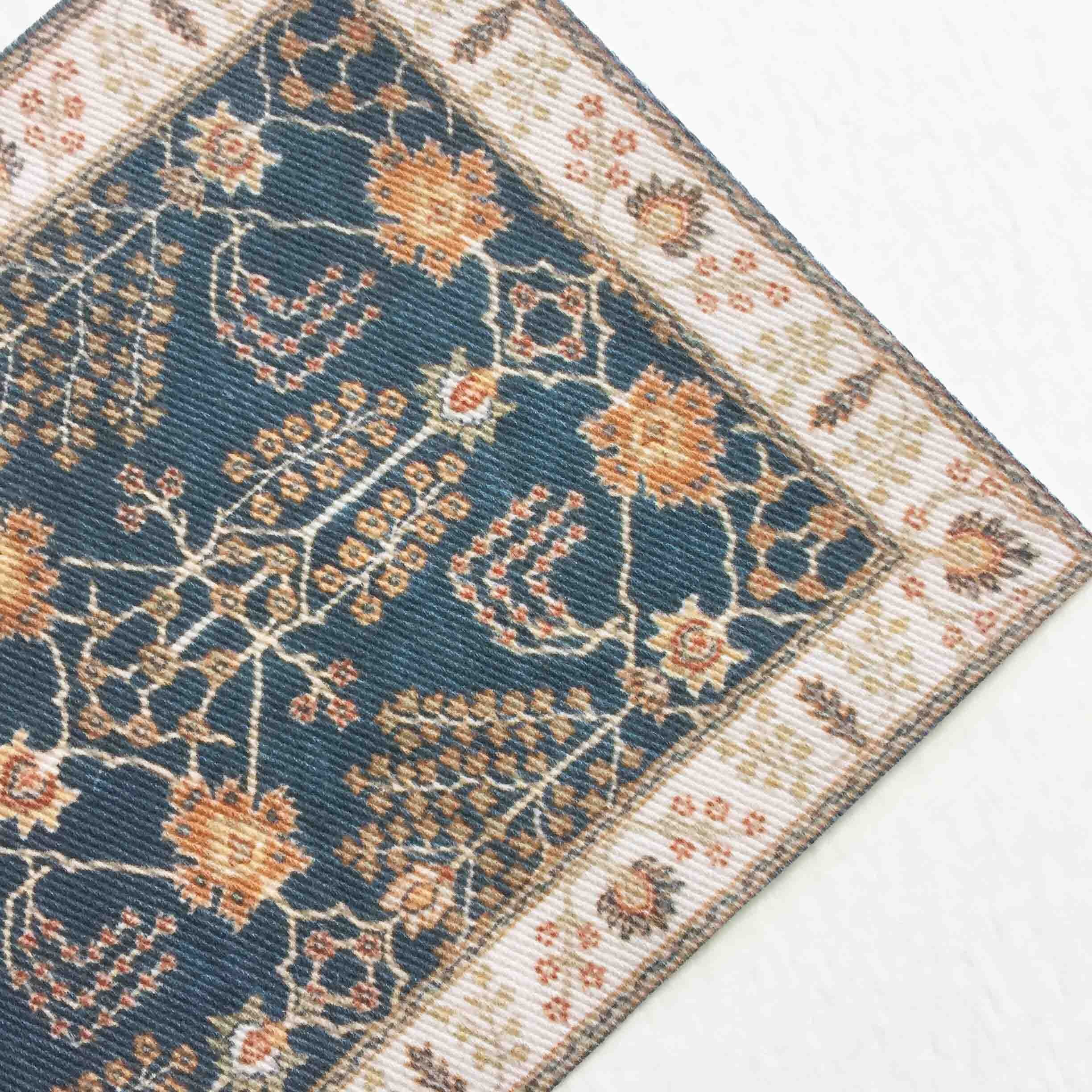 Miniature Rug Rectangular Arts and Crafts Prairie Style in Blue Pumpkin ...