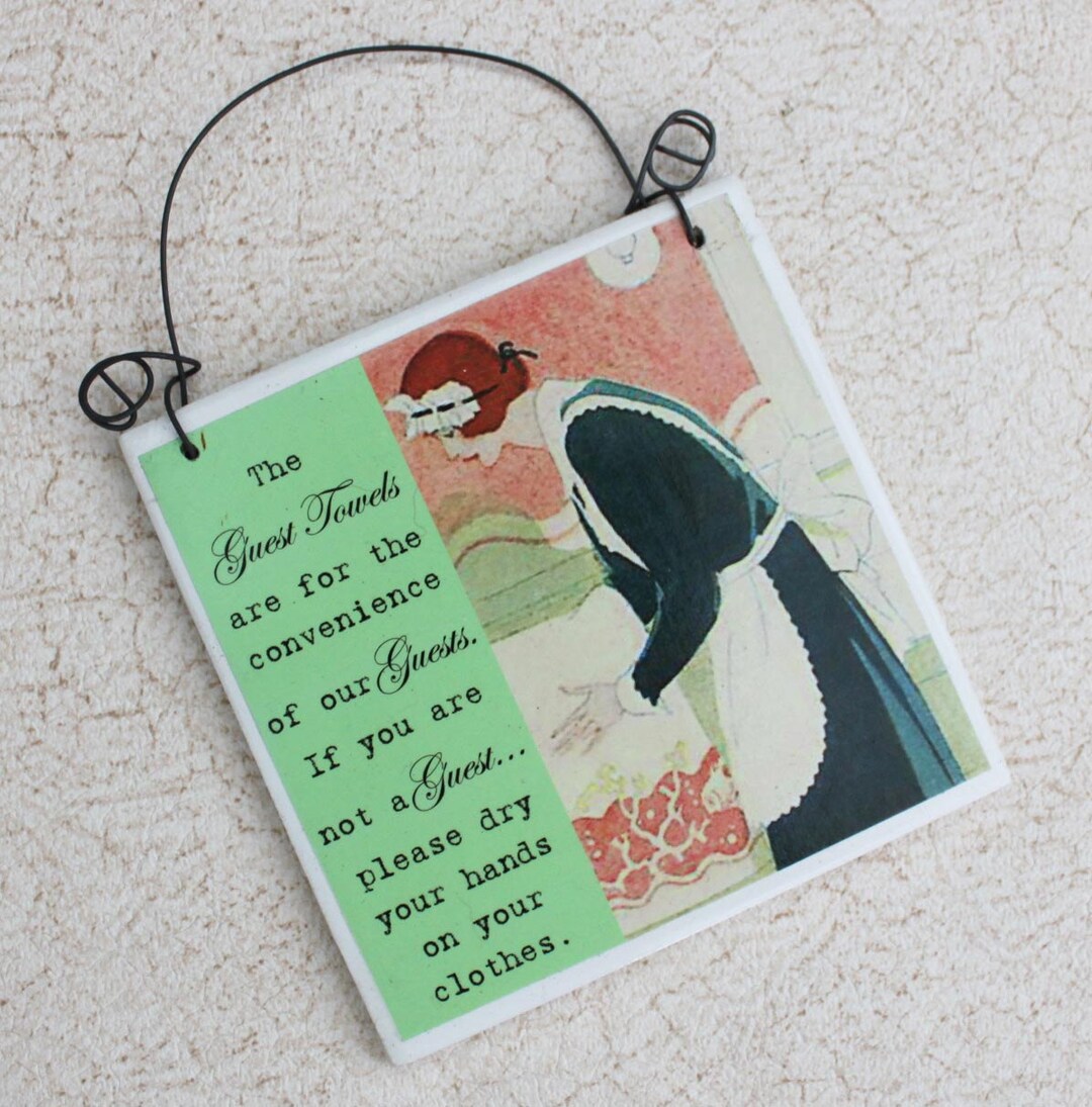 Bathroom Guest Towels Sign on Tile a Funny Sassy Saying - Etsy