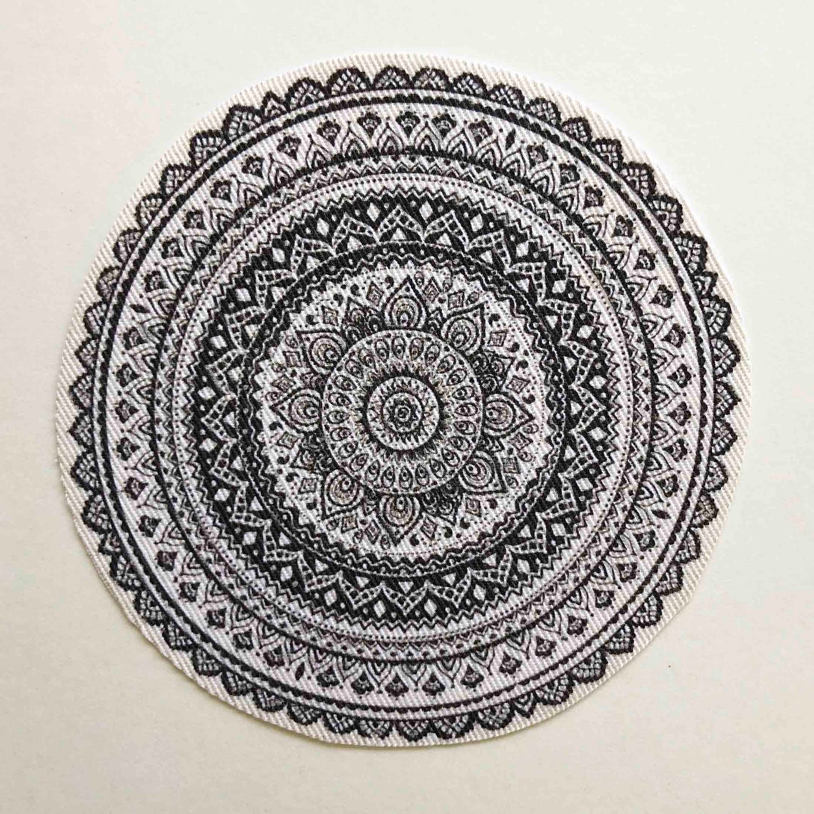 Miniature Mandala Round Rug in Black and off White in Several Scale ...