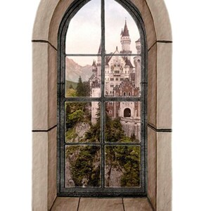 Miniature PAPER Prop Interior Gothic Stone Look Windows With Your ...