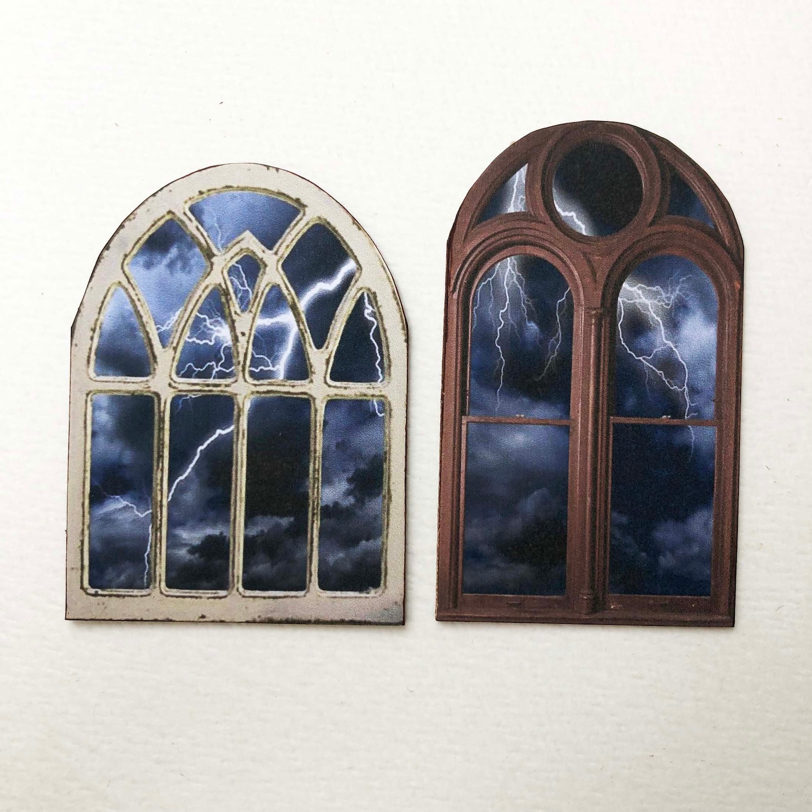 Arched Windows With View of Lightening in a Dark and Stormy | Etsy