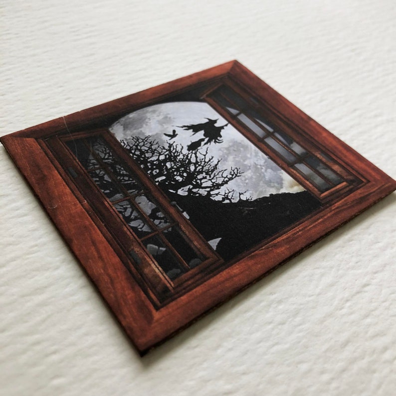 Faux Miniature Paper Prop Open Window With View of Witch | Etsy