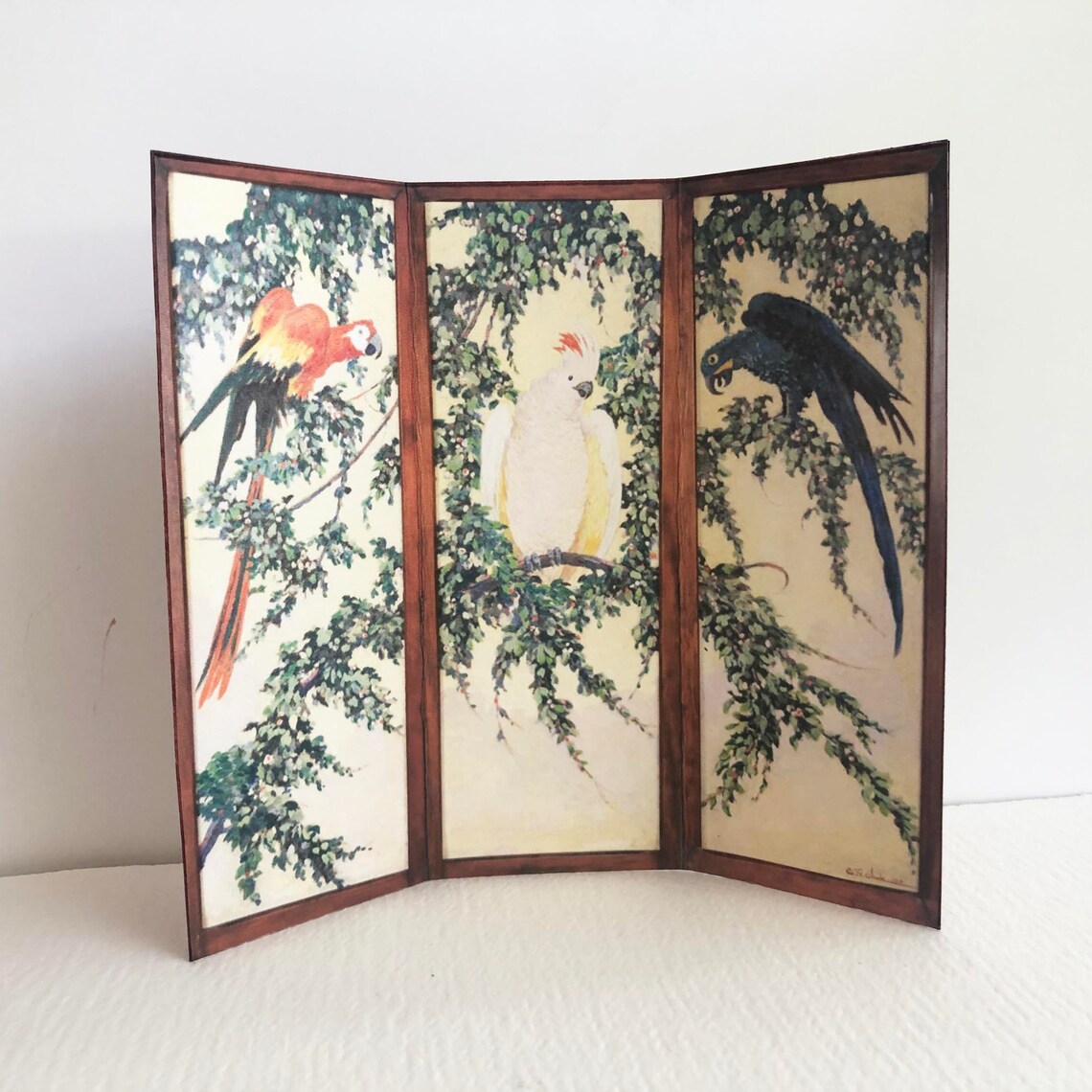 Three Birds Miniature Paper Folding Screen Dollhouse Room - Etsy