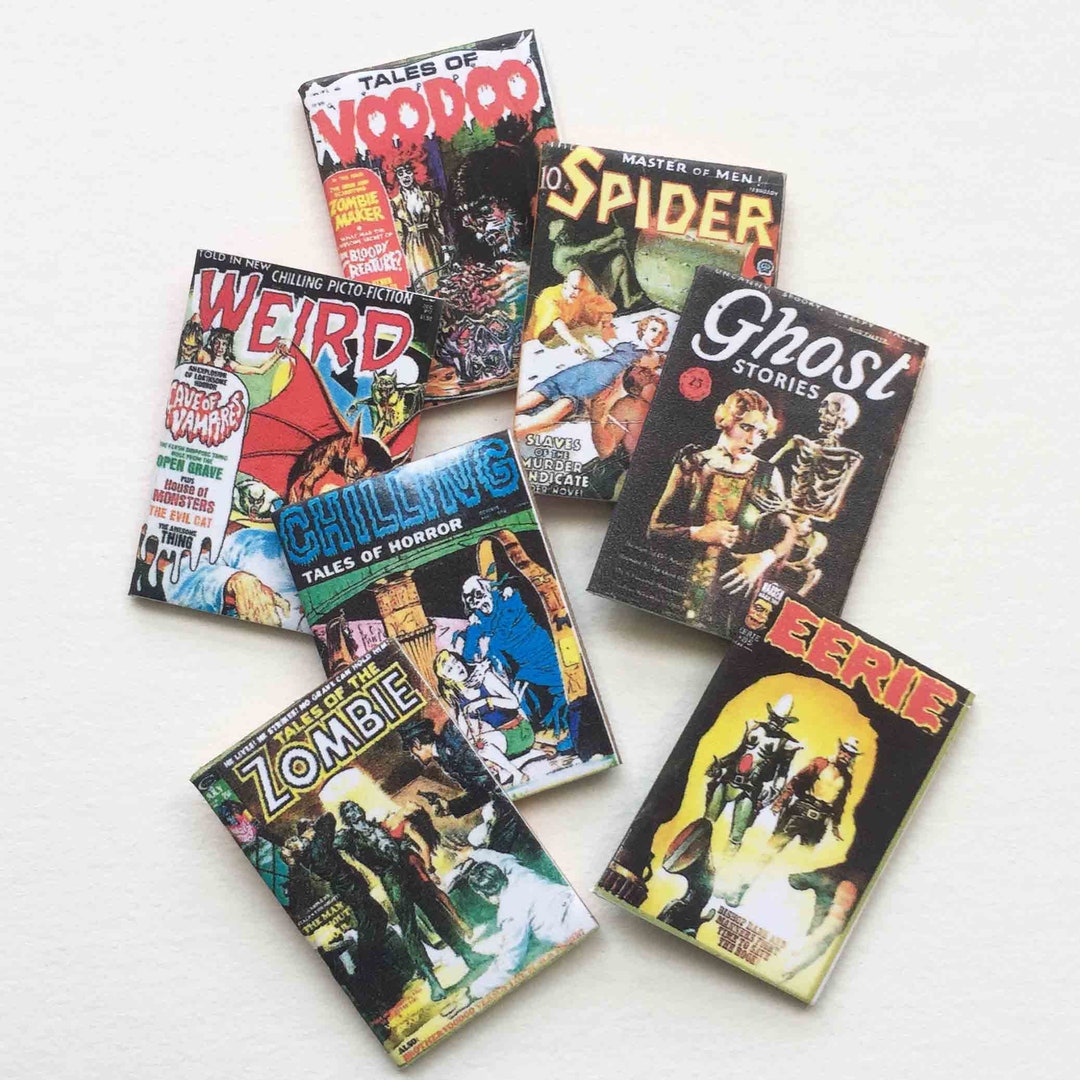 Spooky Miniature Dollhouse Magazines 1:12 Ghost Voodoo Zombie Weird ...