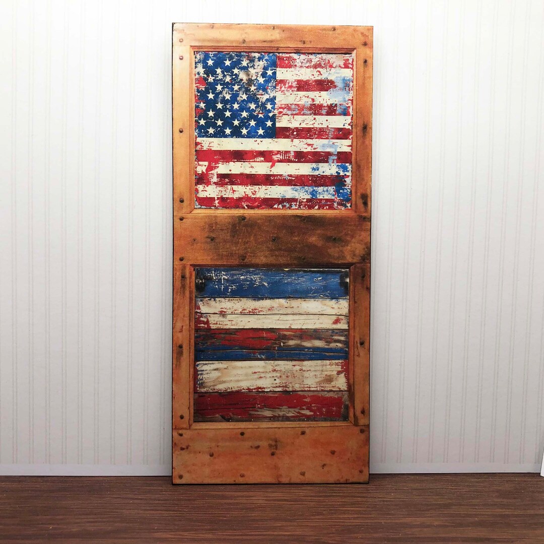 Stars and Stripes on a Folk Arty Miniature PAPER Door Prop - Etsy