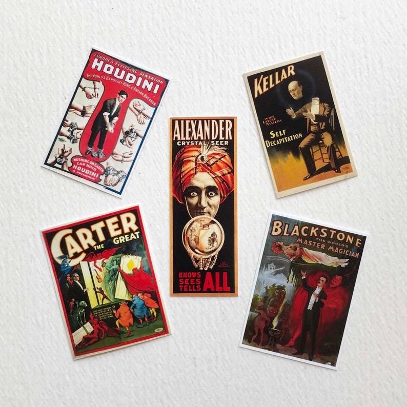 Magician Posters in 1:12 Scale Miniature Set of Five Houdini - Etsy