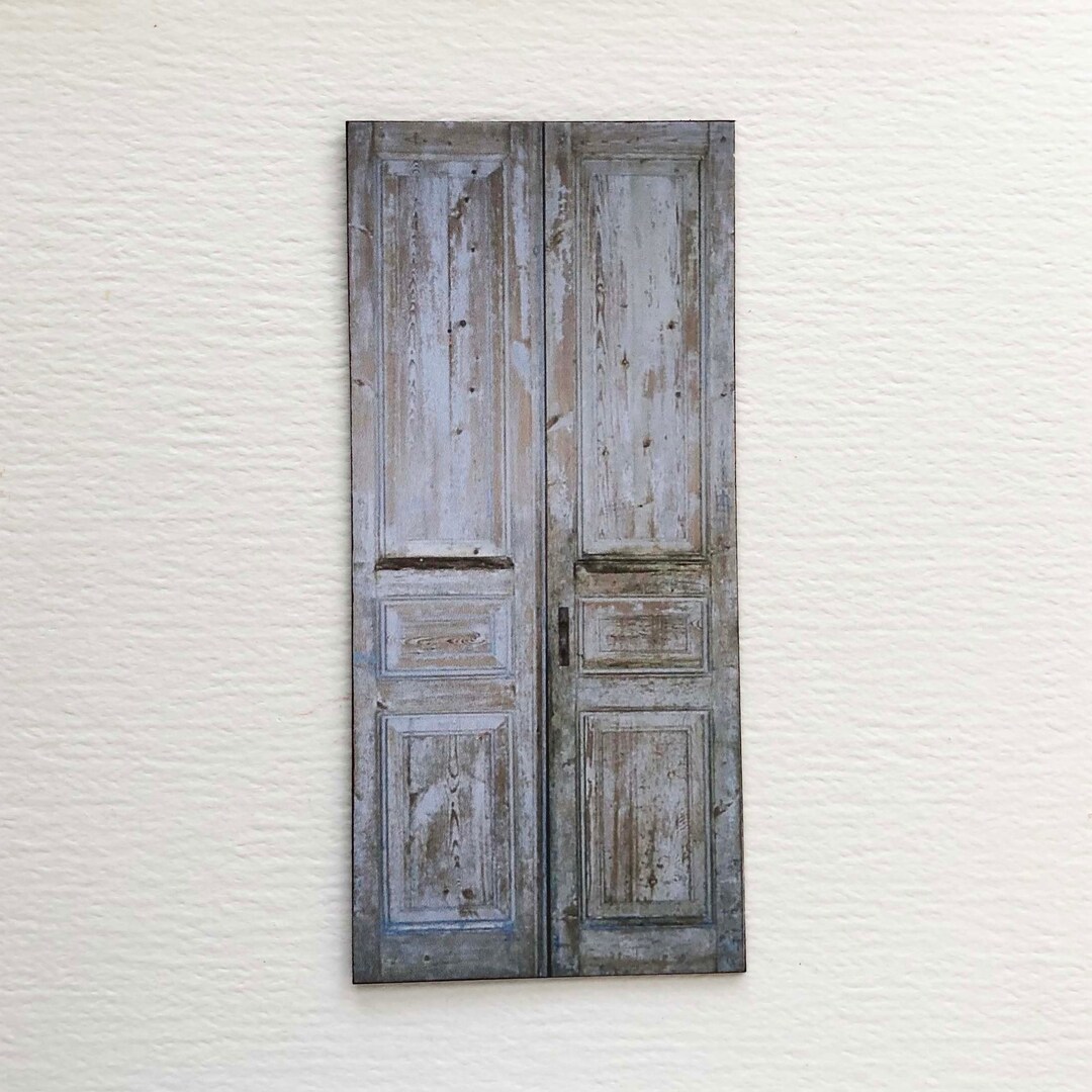 Miniature Grungy Gray Wood Look Faux Paper Prop Door 1:12 or Half Scale ...