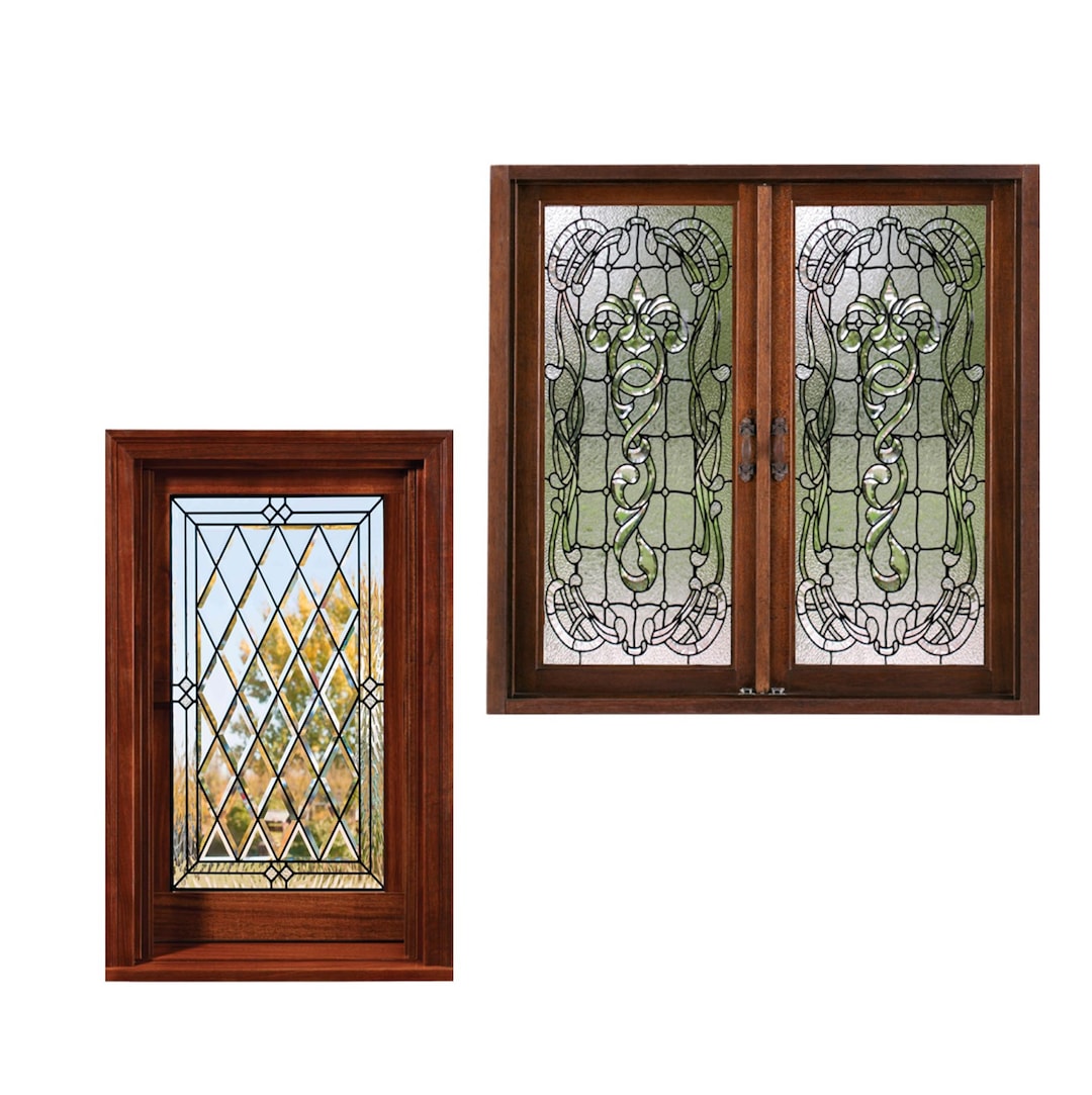 Dollhouse Miniature Leaded Glass Windows in Dark Wood Frame (paper) - Etsy