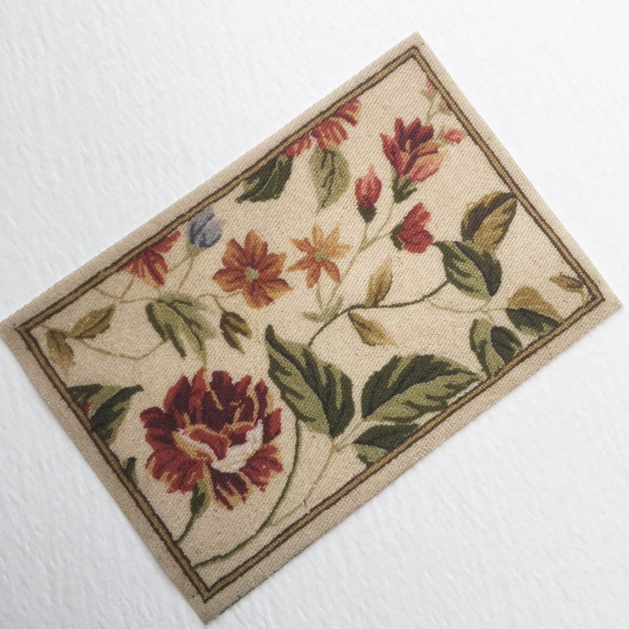 Scale Miniature Rug Retro Floral on Beige With Look of a - Etsy