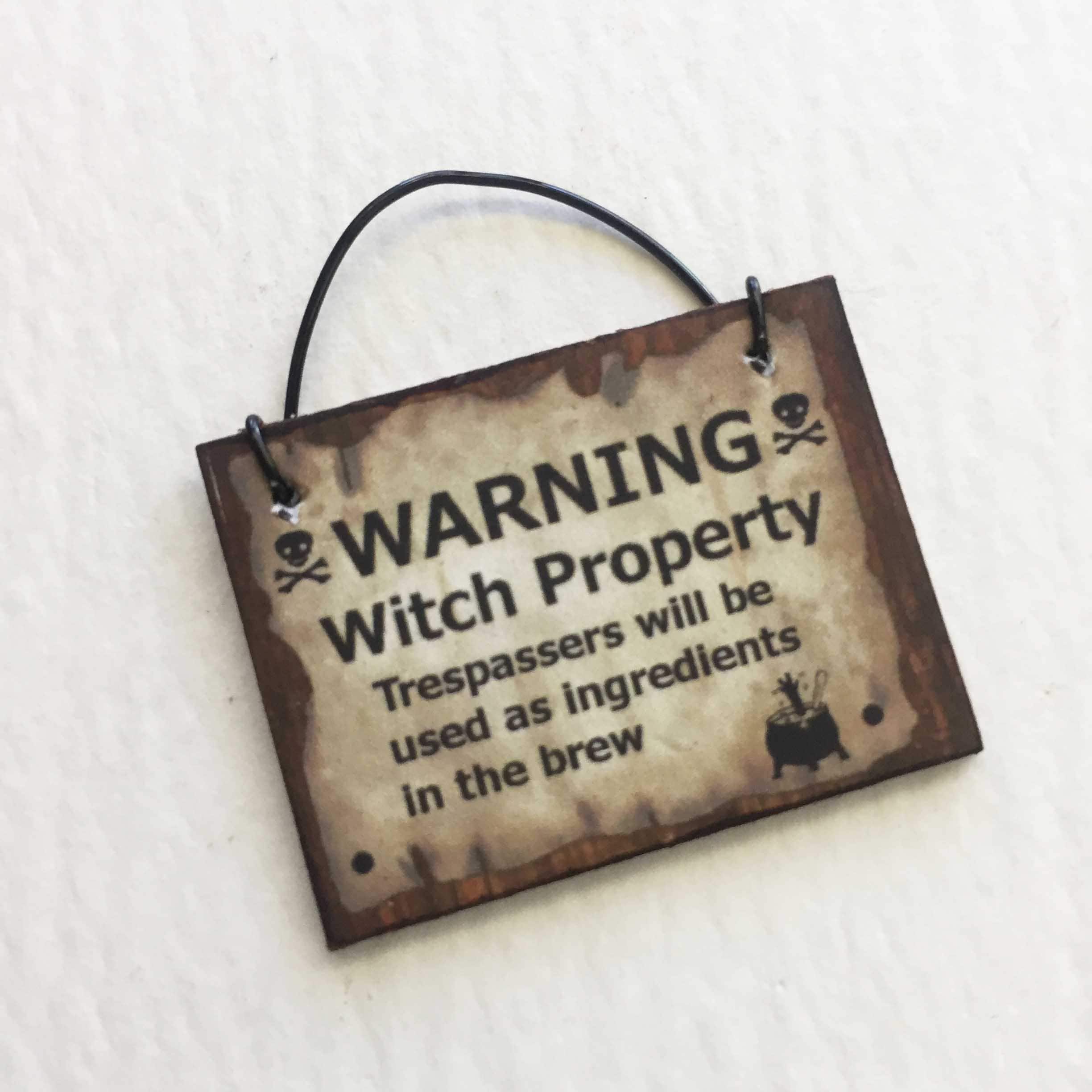 Spooky Miniature Grungy Sign Warning Witch Property | Etsy