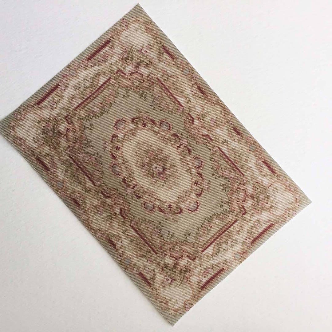 Miniature Aubusson Dollhouse Rug in a Gray Green With Rose and Pink - Etsy