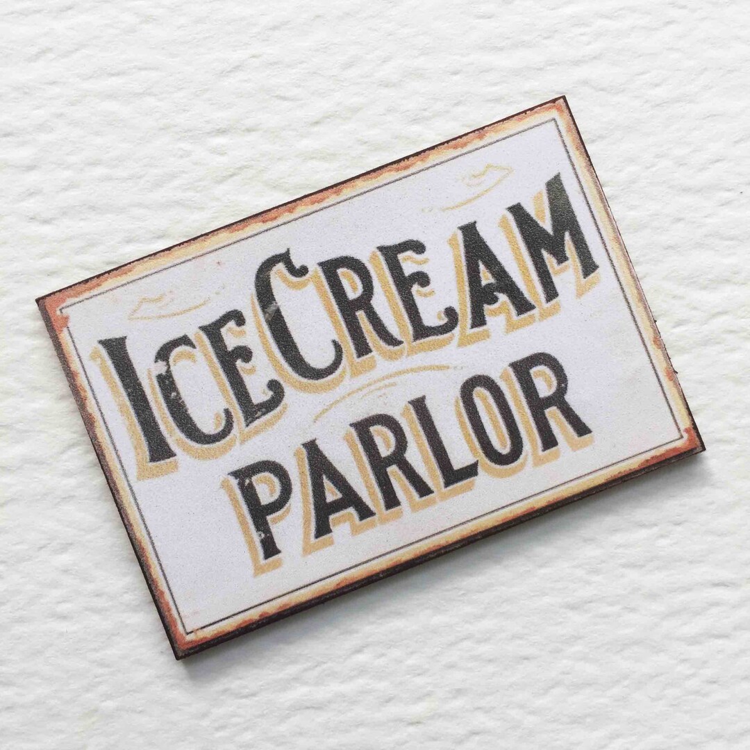 Miniature Ice Cream Parlor Vintage Look Sign for Dollhouse or Train Set ...