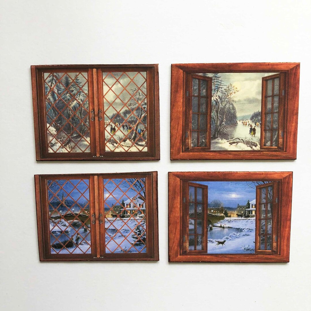 Miniature Faux Winter Window Print, Vintage Ice Skaters (paper) - Etsy
