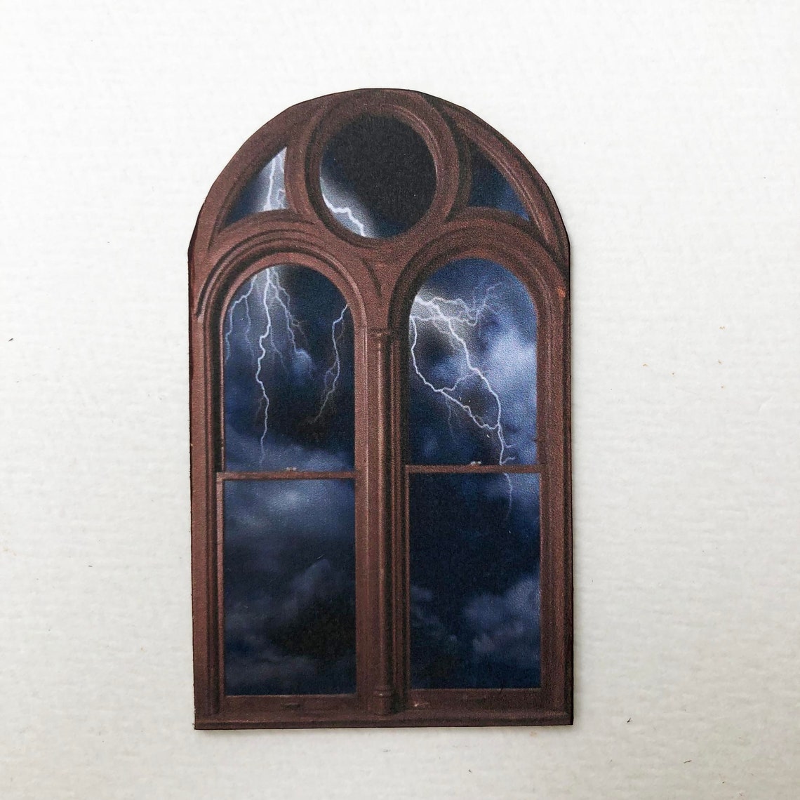 Arched Windows With View of Lightening in a Dark and Stormy | Etsy