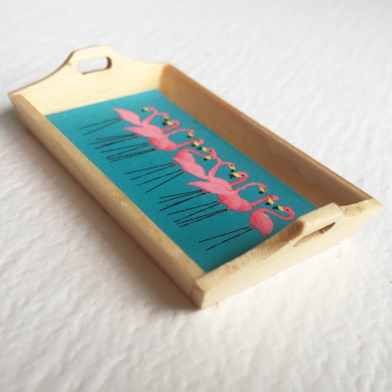 Art & Collectibles Miniature Tray 1:12 Scale Natural Wood Decorative ...