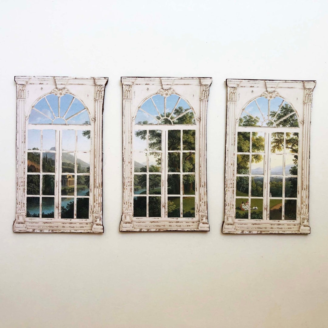 Miniature PAPER Windows With Shabby Faded Beauty and Views of Old ...