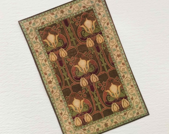 Miniature Rug Rectangular Arts and Crafts Style in Yellow Green and ...