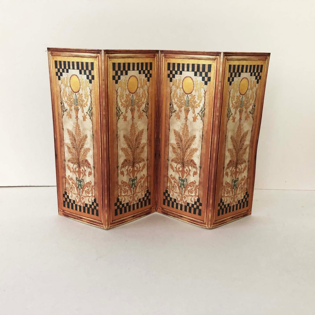 Italian Art Deco Miniature PAPER Folding Dressing Screen Room Divider ...