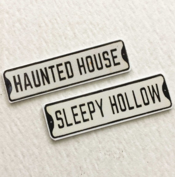 Miniature PAPER Street Signs Haunted House or Sleepy Hollow | Etsy