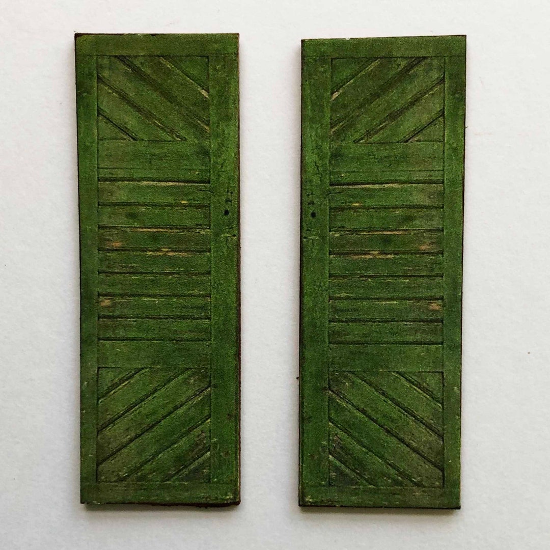 Miniature PAPER Faux Shabby Shutter Pair for Dollhouse Windows in a ...