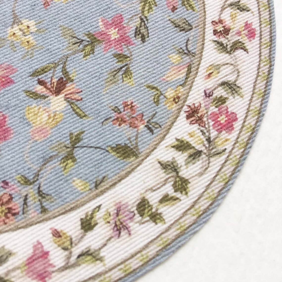 Miniature Blue Floral Round Dollhouse Rug in Sizes for Many Scales - Etsy