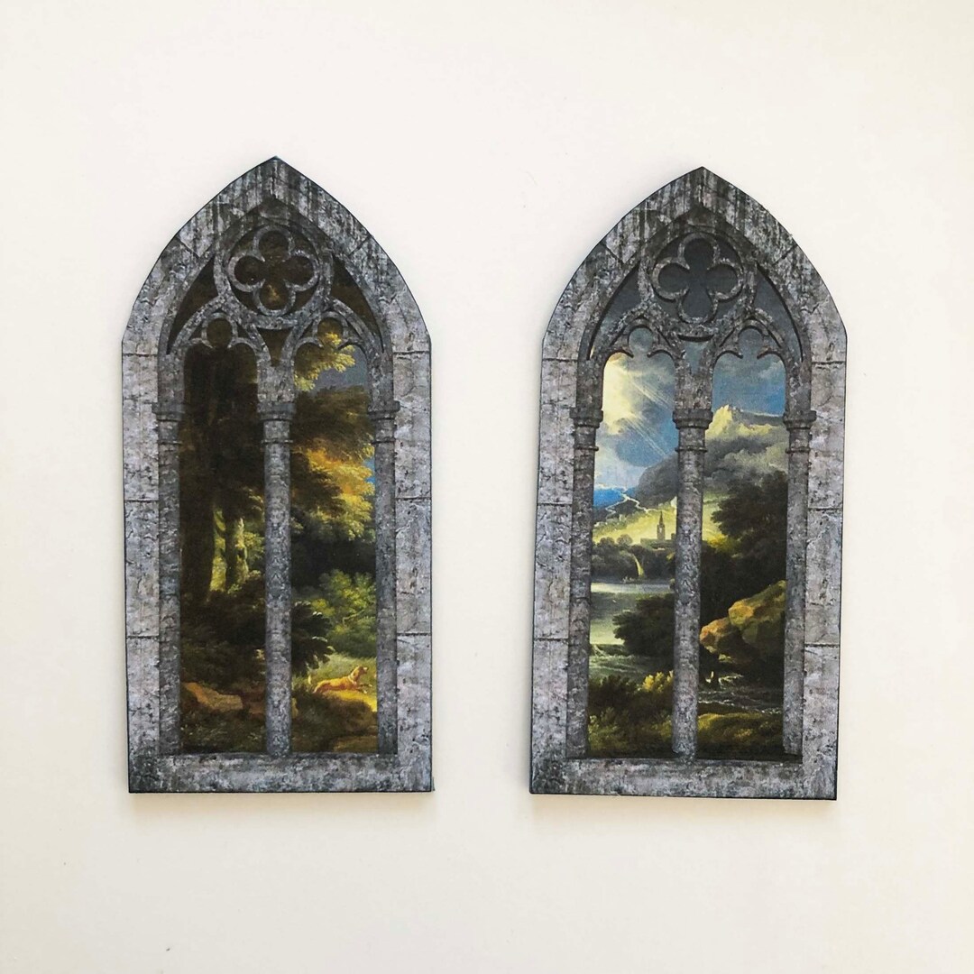 Gothic Castle Windows With Views Set Number TWO Paper Miniatures in 1/ ...