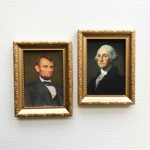 Miniature Presidential Portraits of George Washington or Abe | Etsy