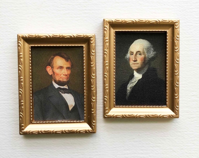 Miniature Presidential Portraits of George Washington or Abe Lincoln in ...