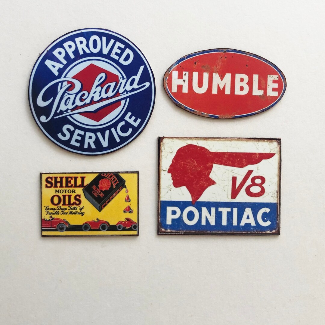 Miniature PAPER Reproduction Vintage Automotive Signs for Garage, Attic ...