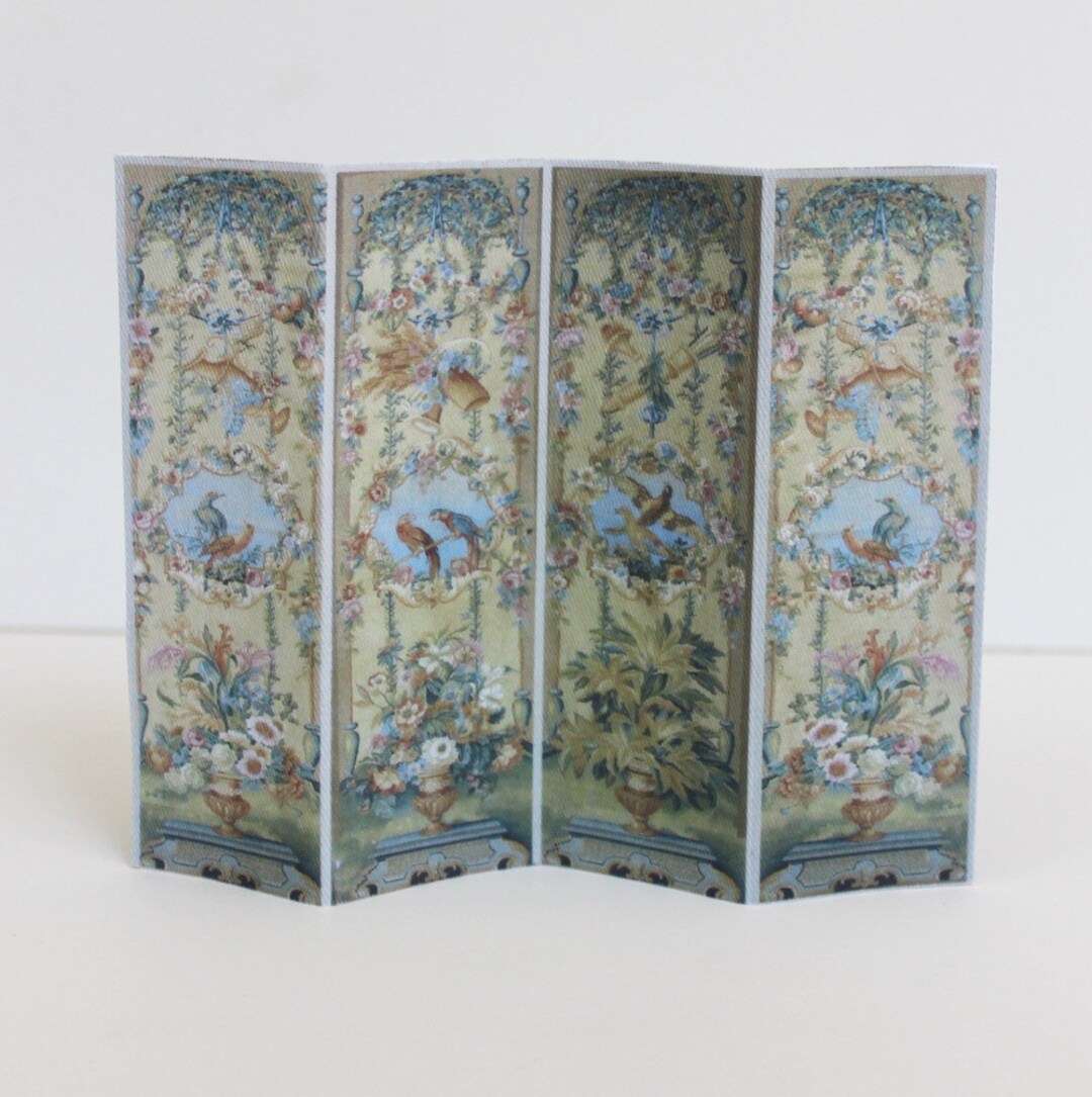 Miniature Room Screen French Tapestry Birds and Flowers in 1:12 ...