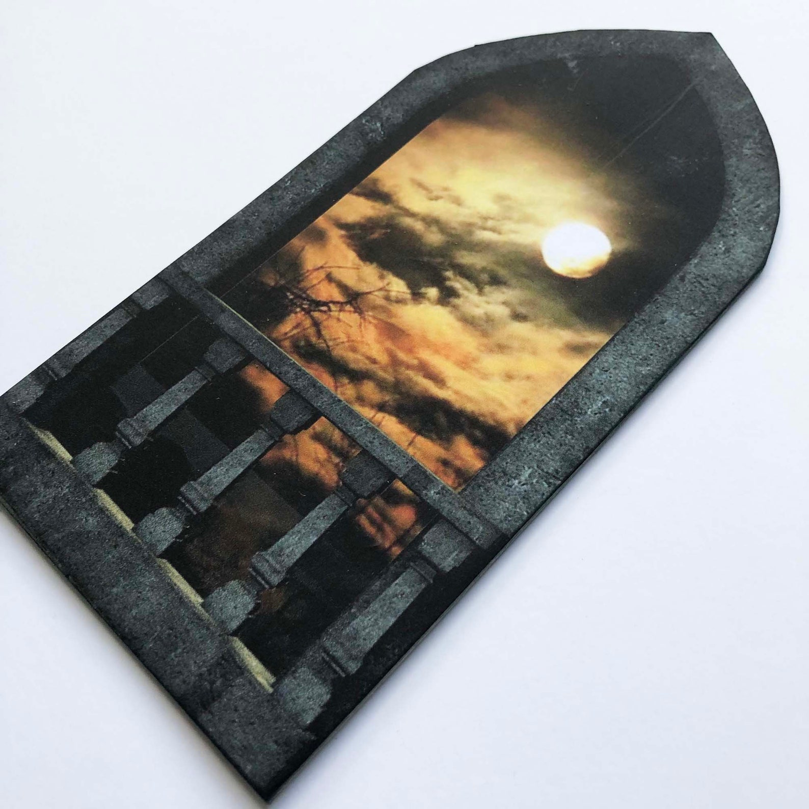 Miniature Gothic Stone Balcony PAPER Prop With View of Dragon or Moon ...