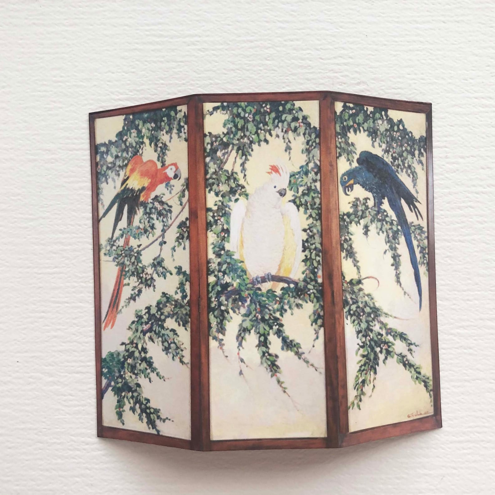 Three Birds Miniature Paper Folding Screen Dollhouse Room - Etsy