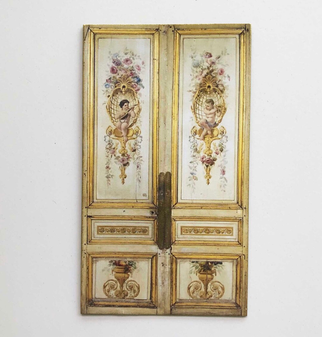 Miniature French Ornate Faux Prop PAPER Doors With Cupids in 1:12 Scale ...