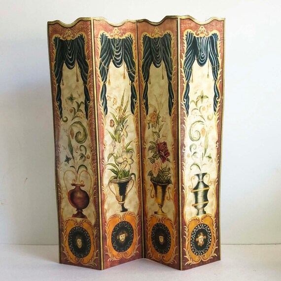 Miniature PAPER Folding Screen Room Divider With Green Swag on | Etsy