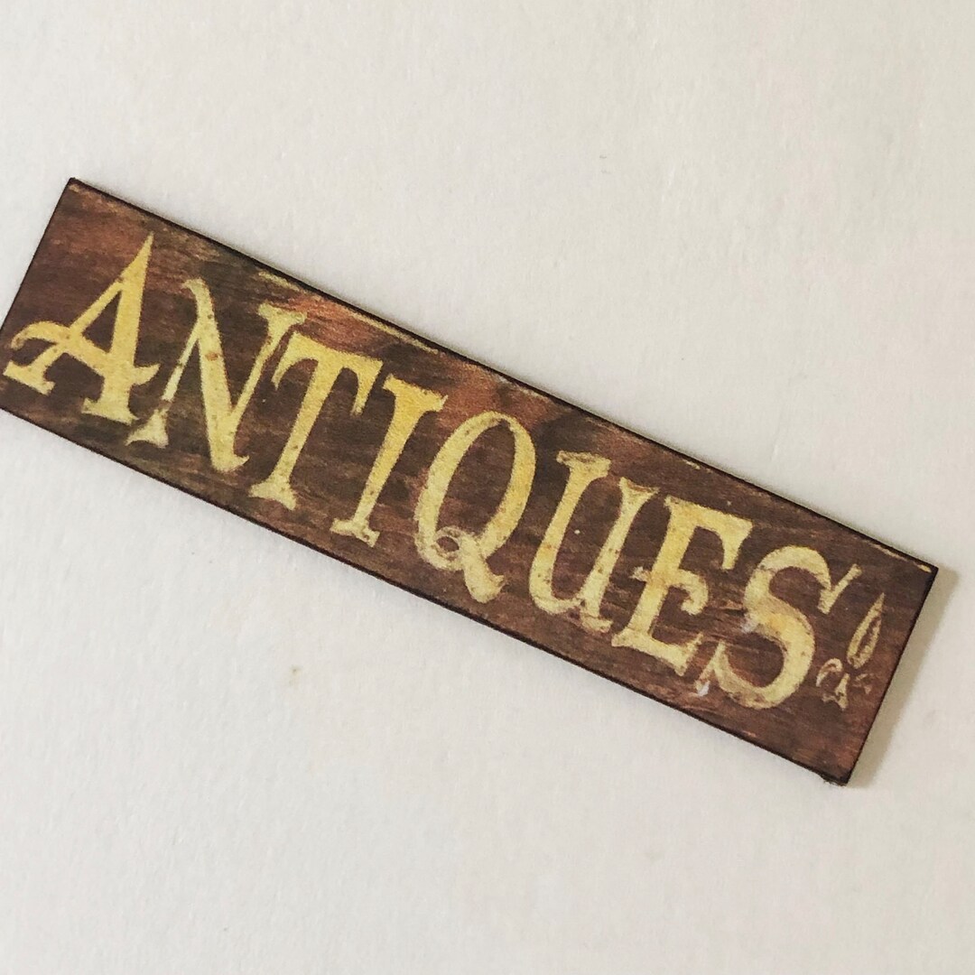 Miniature Wood Look Antiques Paper Sign - Etsy