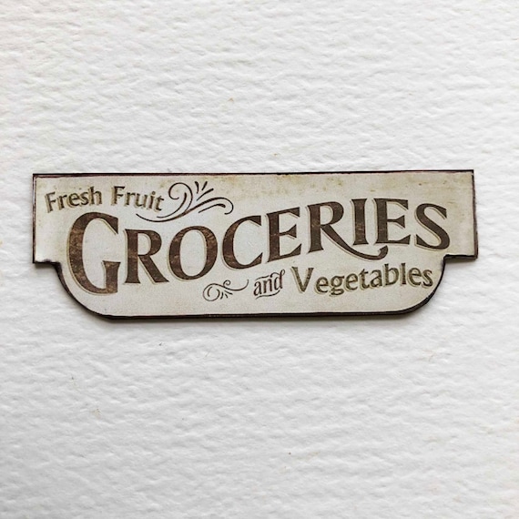 Miniature GROCERIES Vintage Shop Sign Painted Wood Look - Etsy