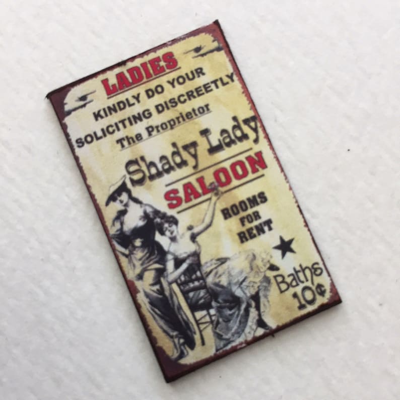 Shady Lady Miniature Saloon Sign 1:12 Scale for Dollhouse Western Theme ...
