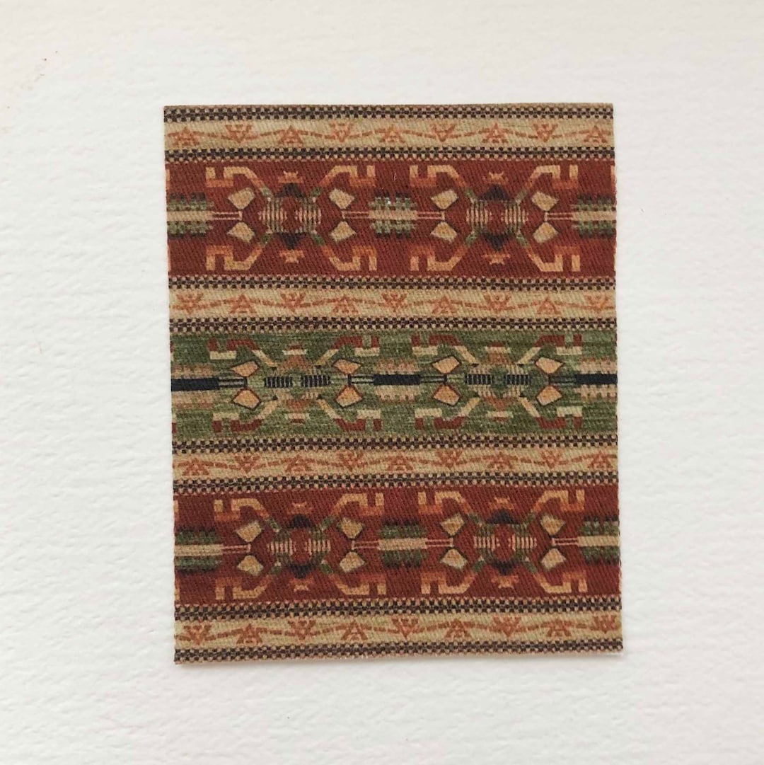 Miniature Mission Rug in Anasazi Design in Tan Rust and Olive Green - Etsy