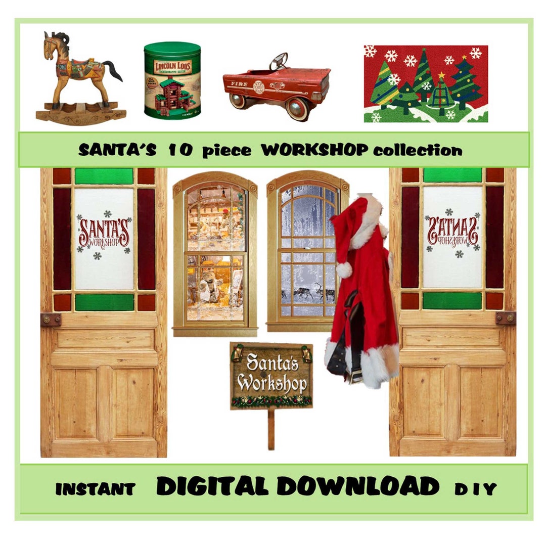 Santas Workshop Diorama or Dollhouse DIGITAL DOWNLOAD Printable 10 ...