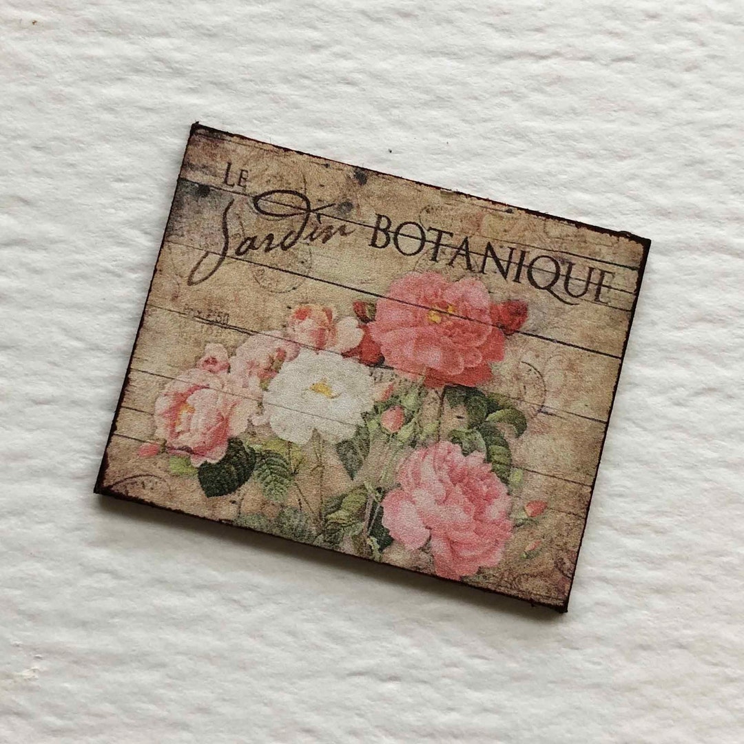 Dollhouse Miniature Sign Jardin Botanique With Roses - Etsy