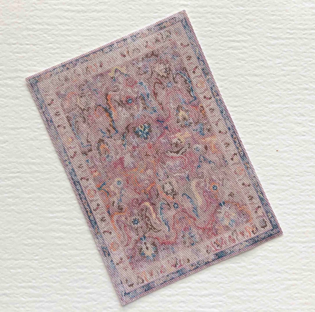 Miniature Oriental Rug in Worn and Distressed Style in Pink Half Scale ...