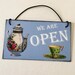 Miniature Reversible Open/closed Sign With Coffee or Teapot and Cup and ...