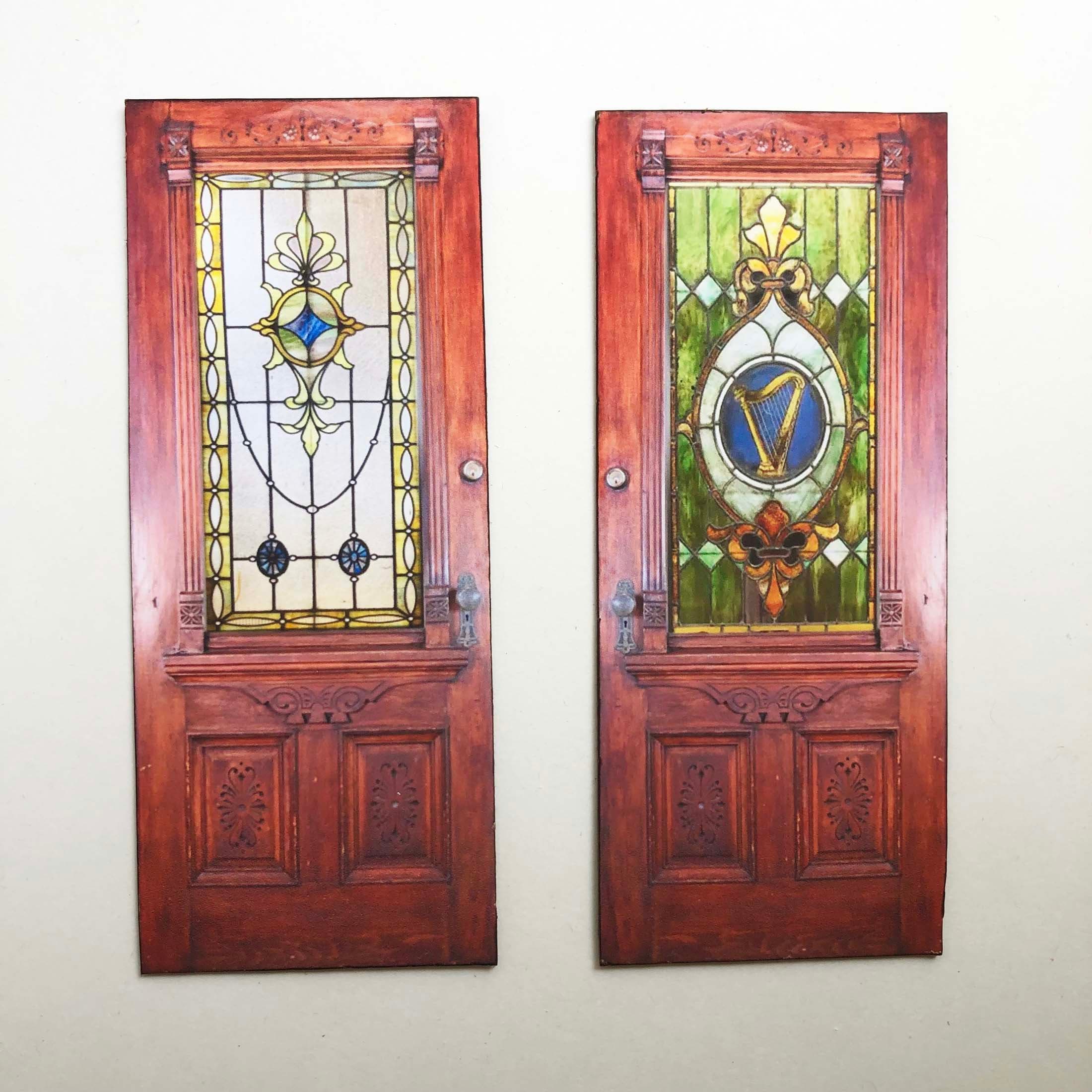 Victorian Eastlake Wood and Stained Glass Look PAPER Prop Doors in ...