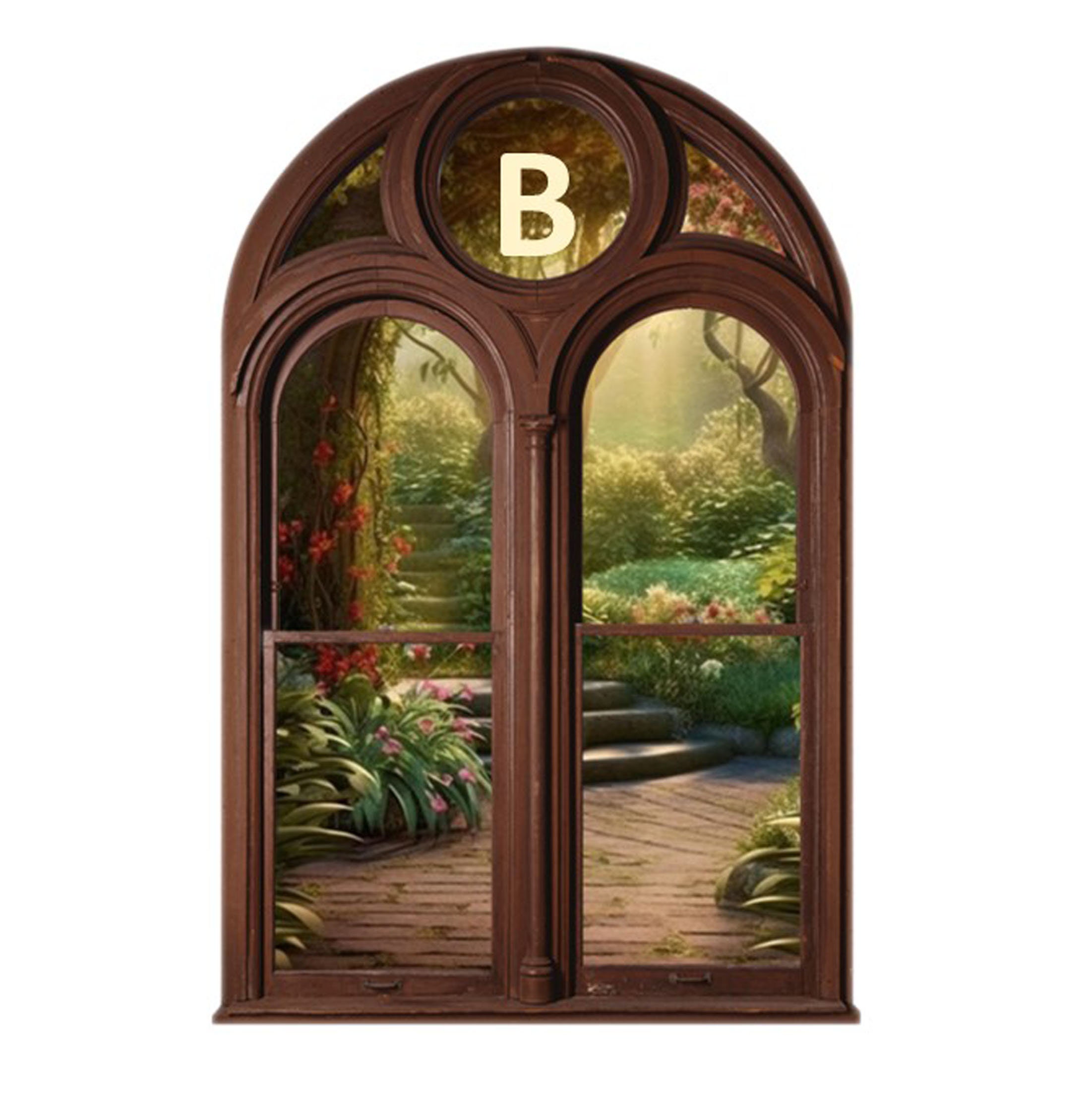 Faux Miniature Arched PAPER Window With Choice of Garden View and Size ...