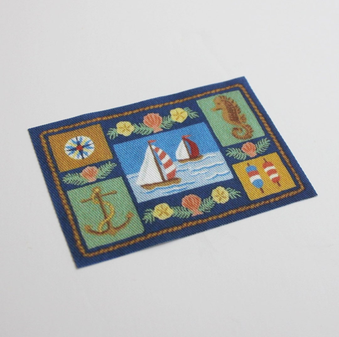 Miniature Sailboat Rug for Coastal Beach Dollhouse or Room Box in 1:12 ...