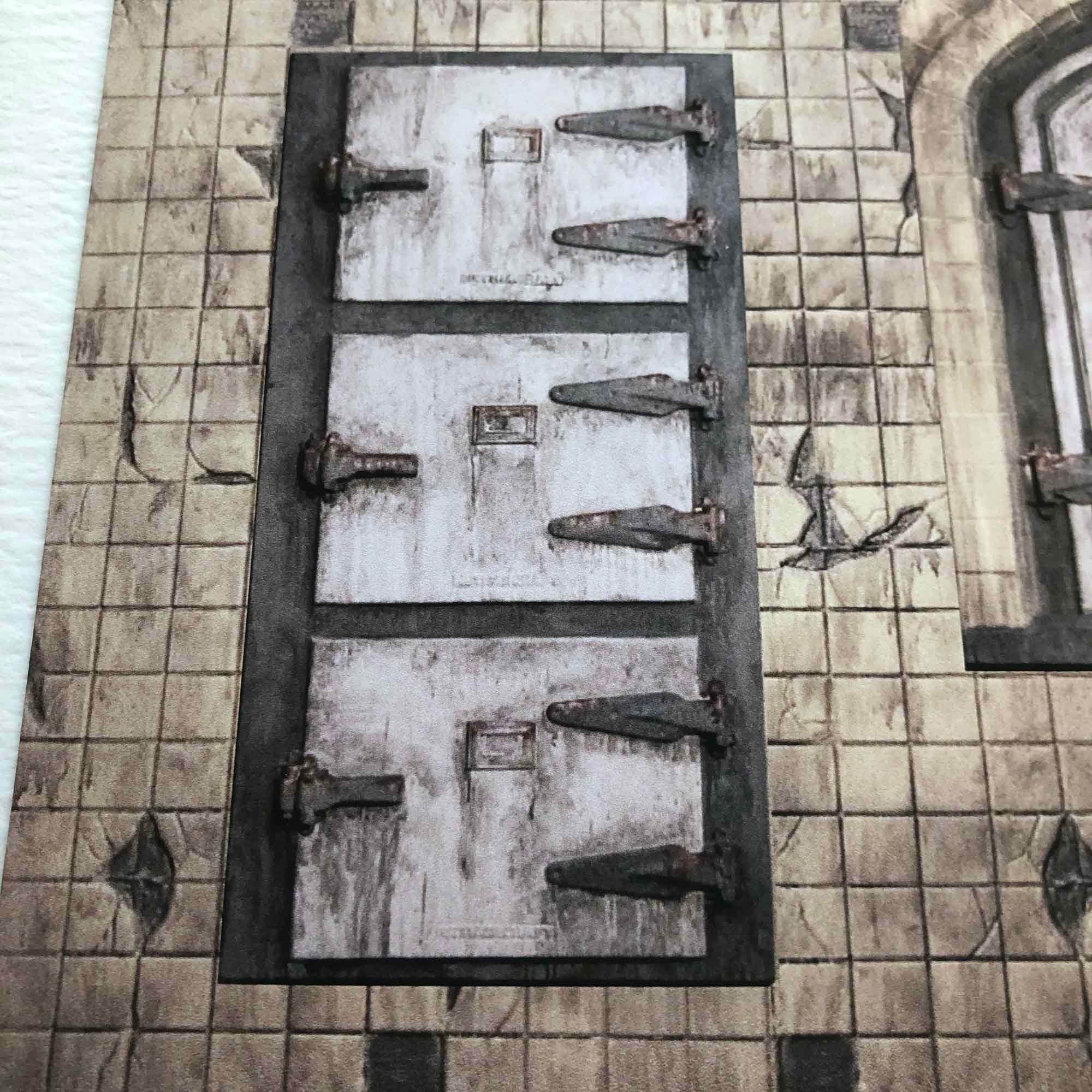 Miniature Faux Paper Morgue Wall Background With Images of Body Drawers ...