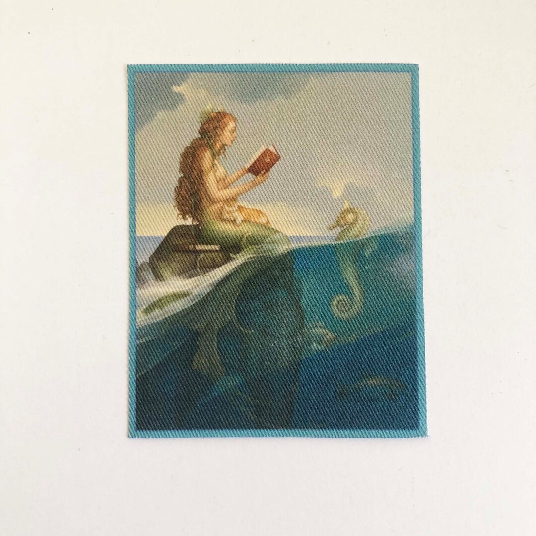 Mermaid Reading to Seahorse Miniature Fabric Wall Hanging Tapestry - Etsy