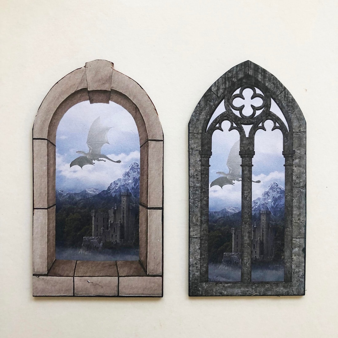 Castle Windows With View of Flying Dragon PAPER Miniatures in Several ...