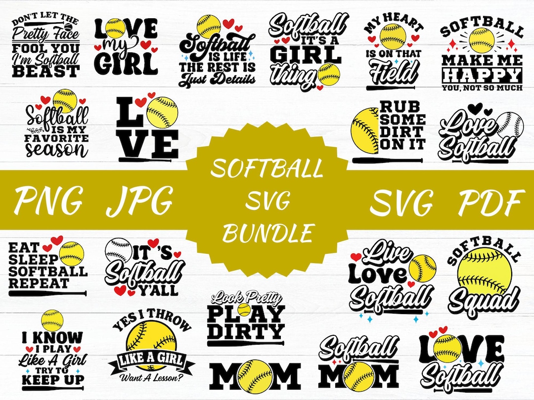 Softball SVG Bundle, Softball SVG File, Softball Shirt SVG, Softball ...