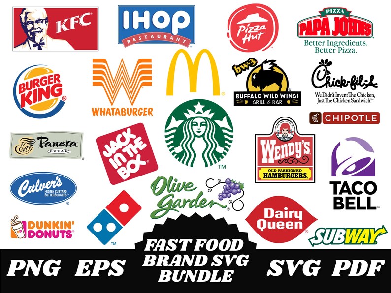 Fast Food Logos Svg Bundle Diner Logos Png Pizza Places Logos Svg ...